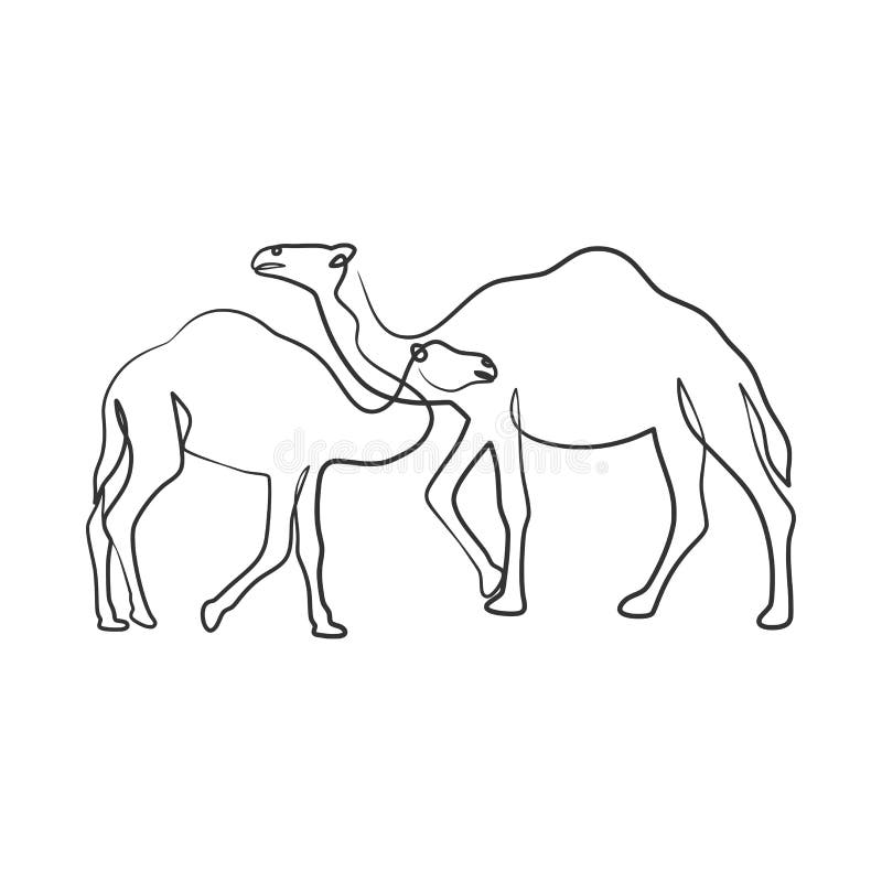 Camel Line Art Black and White Illustration Stock Vector - Illustration ...