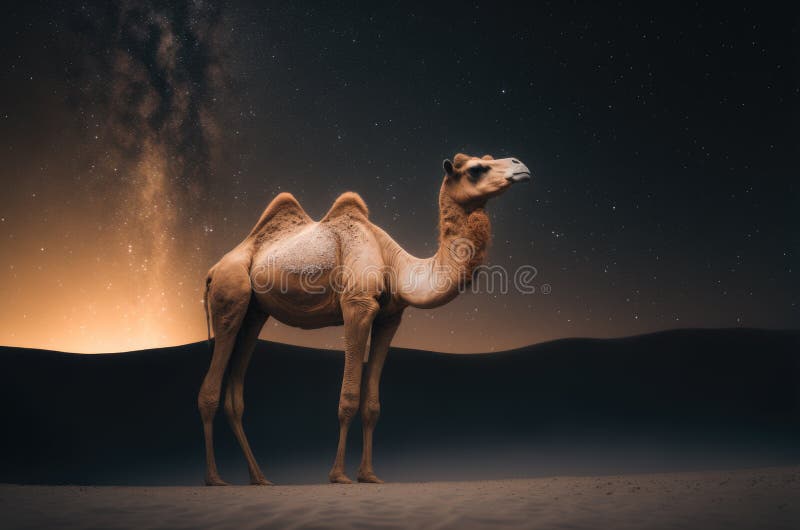 Camel in the desert stock illustration. Illustration of heat - 266812610