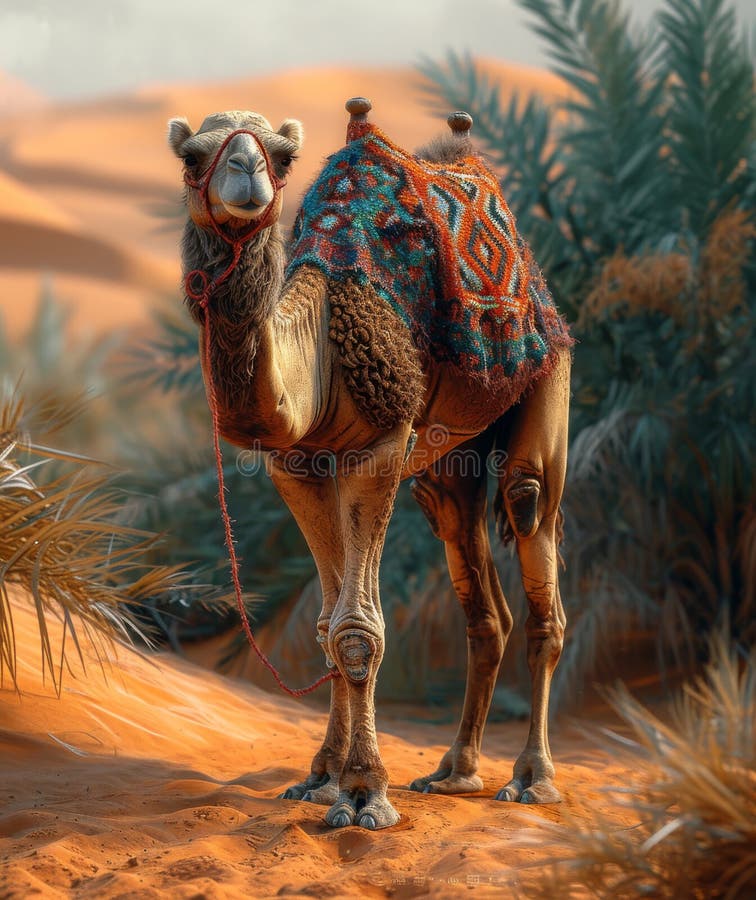 Camel in the Desert. an Image of a Camel Standing in the Desert Stock ...