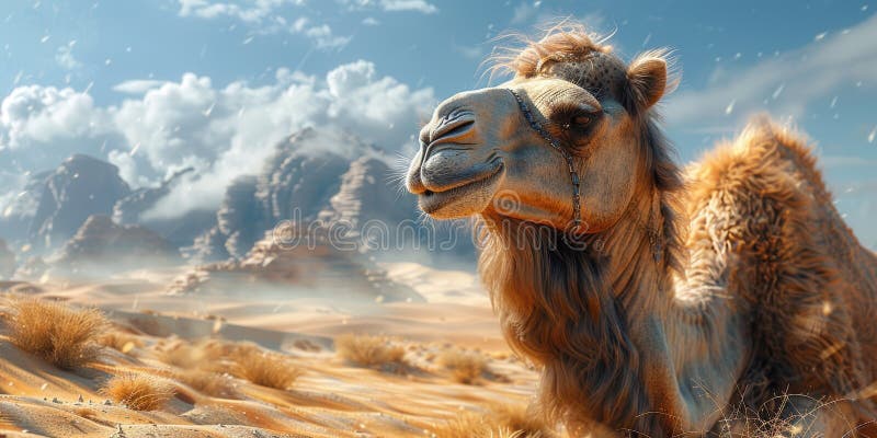 Camel in Desert Landscape. Created by Generative Artificial ...