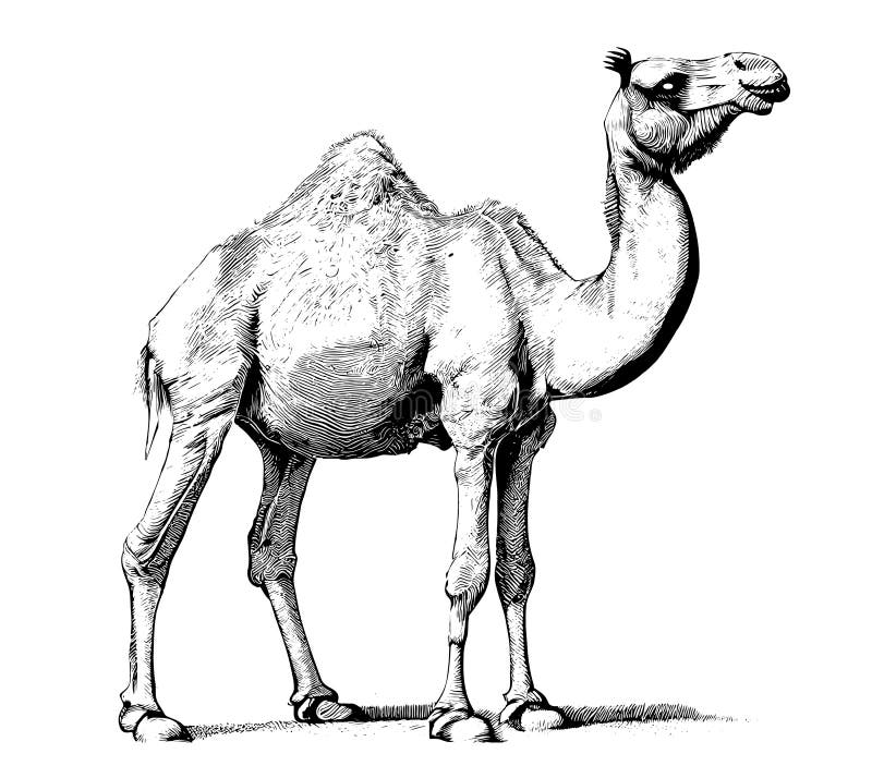 Camel Full Body Sketch Hand Drawn Engraving Style Stock Vector ...