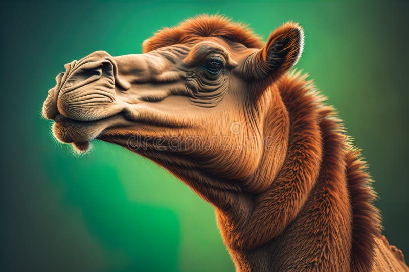 Camel Head on Solid Color Background, Close Up. Vintage Style Stock ...