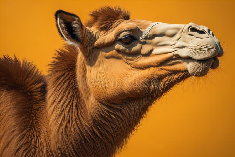 Camel Head on Solid Color Background, Close Up. Vintage Style Stock ...