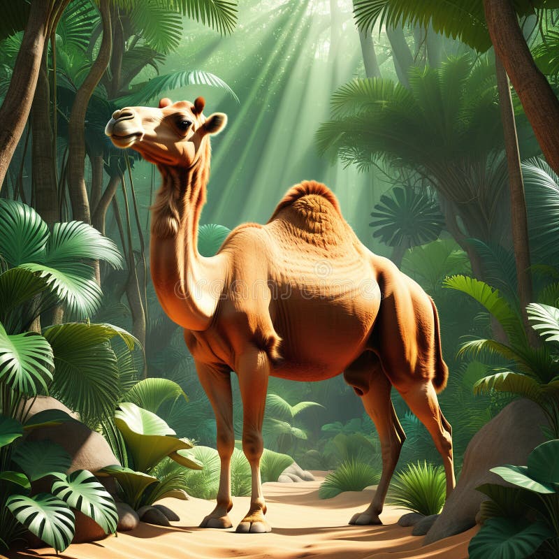 Camel Hyper Realistic Photograph in Forest Ai Generated Stock ...