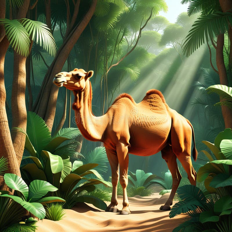 Camel Hyper Realistic Photograph in Forest Ai Generated Stock ...