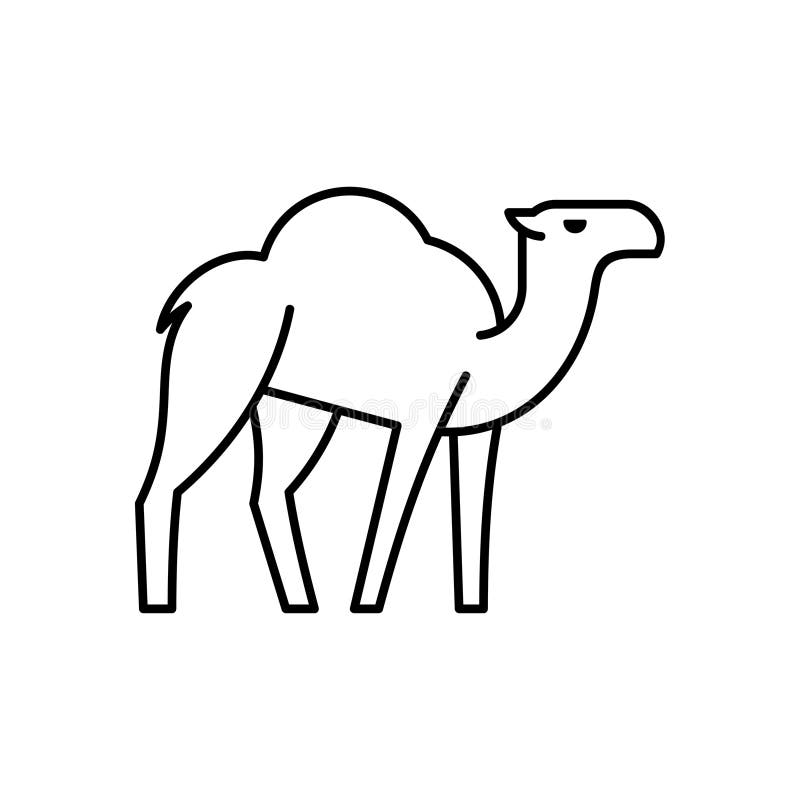 Camel Line Art Black and White Illustration Stock Vector - Illustration ...