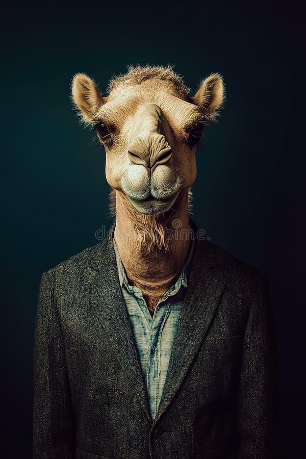 Camel Looking Directly at the Camera, Dressed in a Stylish, Informal ...