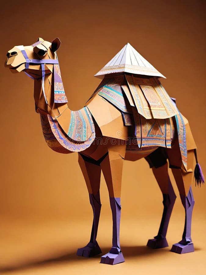 Camel Made of Paper on a Beige Background Stock Illustration ...