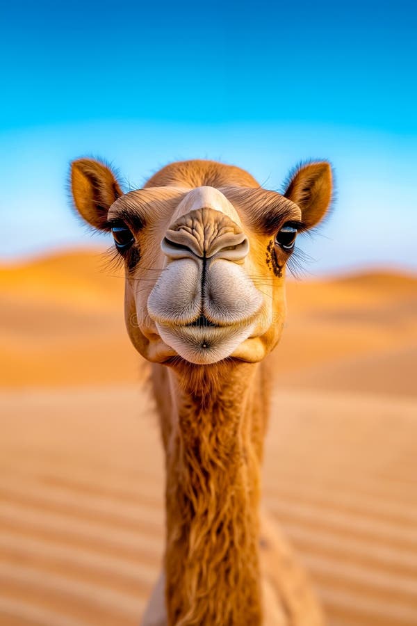 A Camel in the Middle of a Desert Looking at the Camera Stock Photo ...