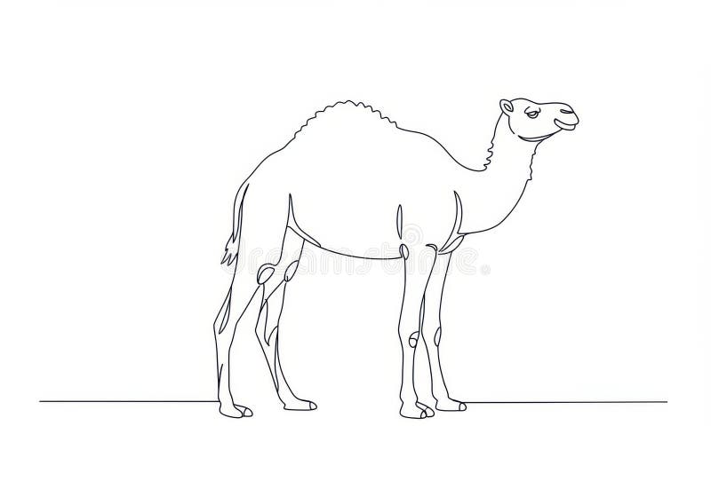 Camel Outline Drawing Isolated on White Background Stock Illustration ...