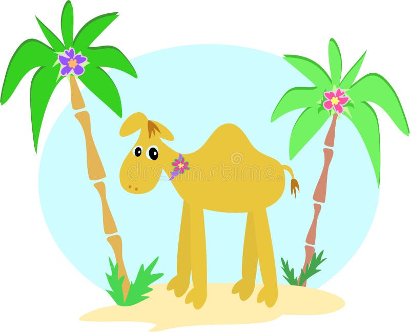 Camel and Palm Trees stock vector. Illustration of clip - 10433672