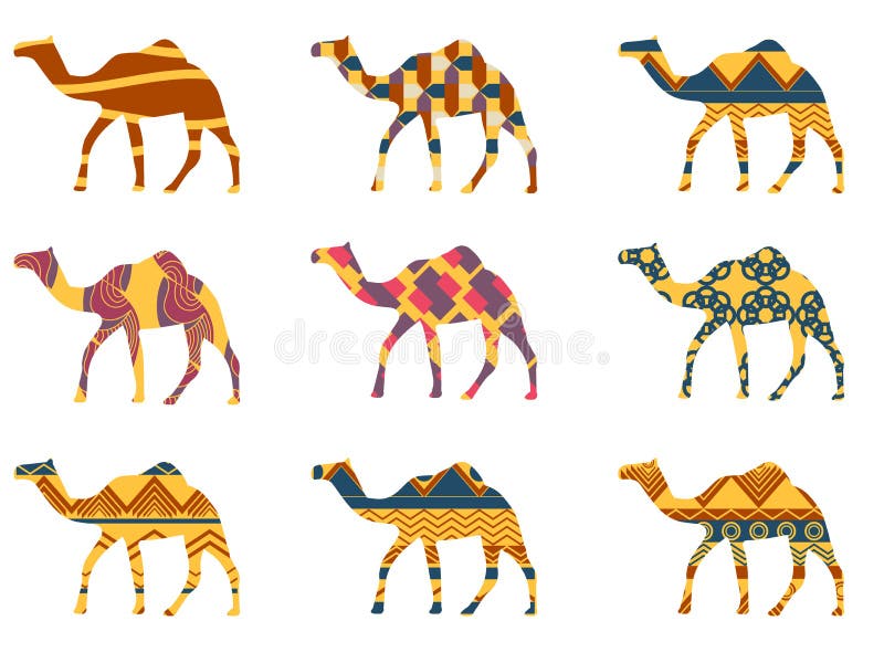 Camel with a Pattern. Set Illustrations. Stock Vector - Illustration of ...