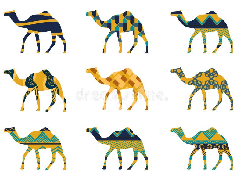 Camel with a Pattern on White Background. Stock Vector - Illustration ...