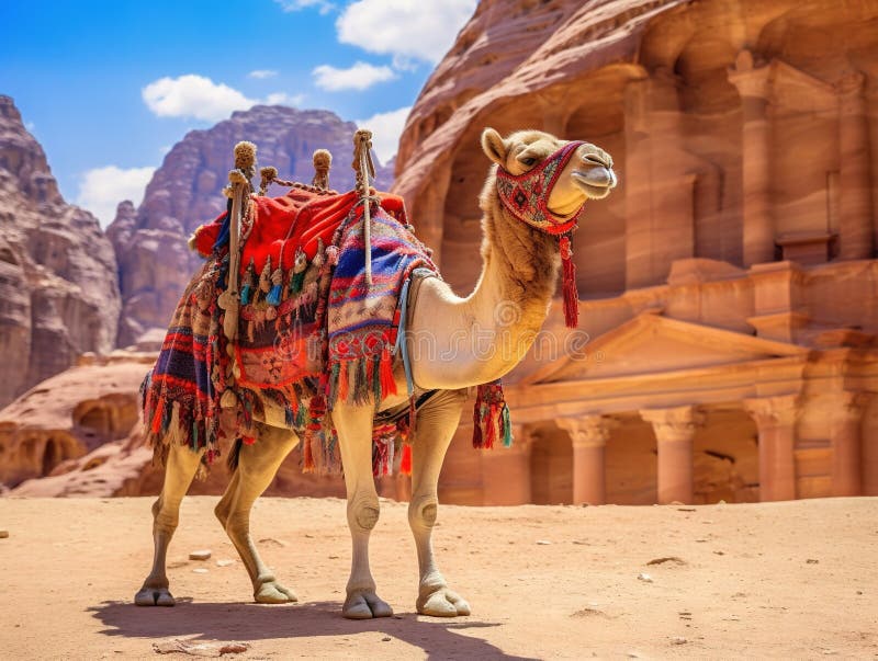 Ai Generated Illustration Wildlife Concept of Camel in Petra Jordan ...
