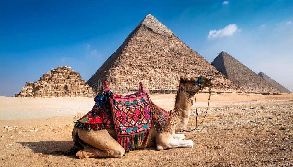 Camel at the pyramid stock illustration. Illustration of giza - 358578446