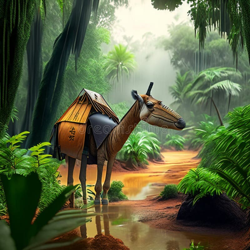 Camel in the Rainforest, 3d Rendering. Computer Digital Drawing Stock ...