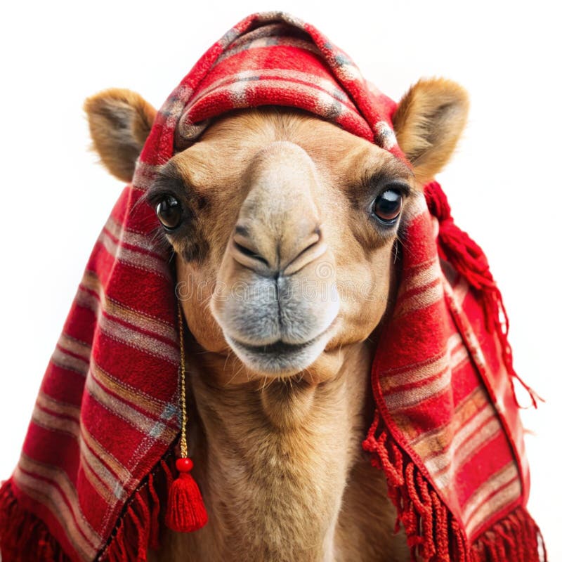 Camel with Red Blanket on Head Stock Illustration - Illustration of ...