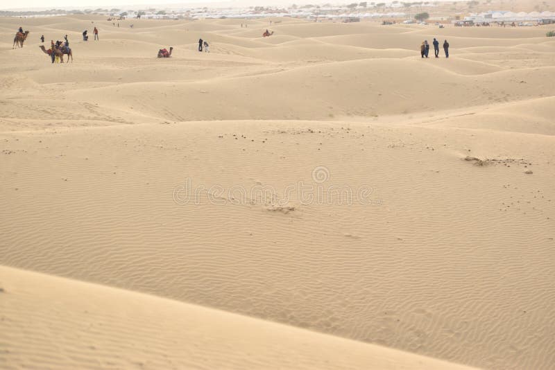 Camel Ride in Sam Desert. Jaisalmer, India. Stock Image - Image of ...