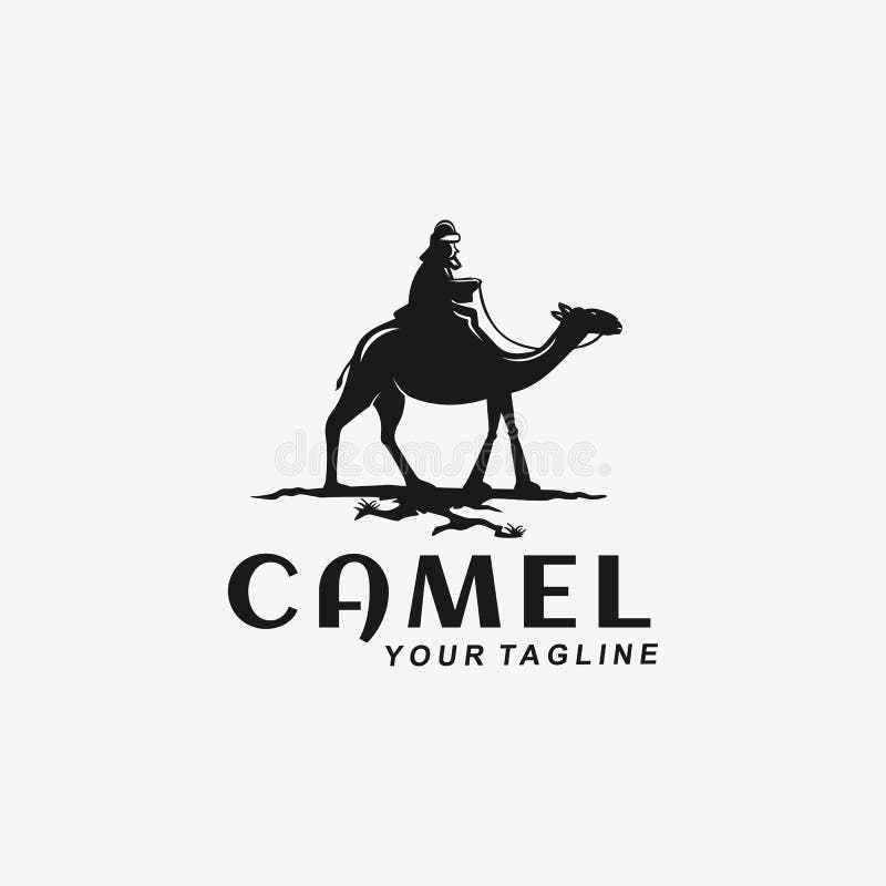 Camel Ride Silhouette Logo Design Template Idea Stock Vector ...