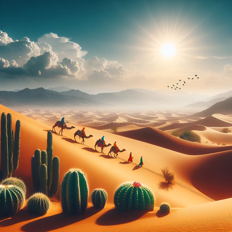 Camel Rider: Exploring Vast Desert Landscapes. Stock Illustration ... Camel Rider: Exploring Vast Desert Landscapes. Stock Illustration ...