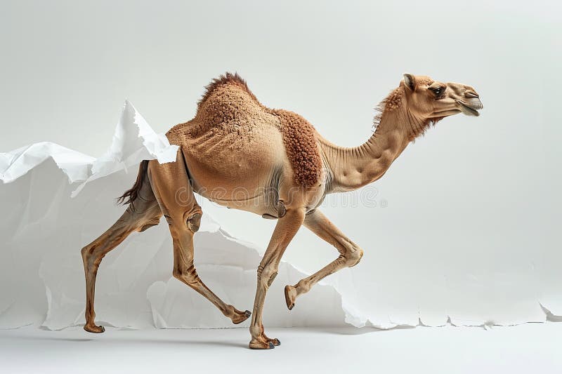 Camel Running through Paper Stock Illustration - Illustration of ...