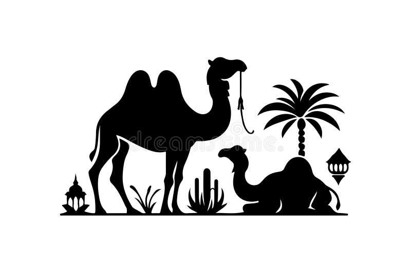 Vector Minimalist Camel Silhouette Clipart Illustration on a White ...