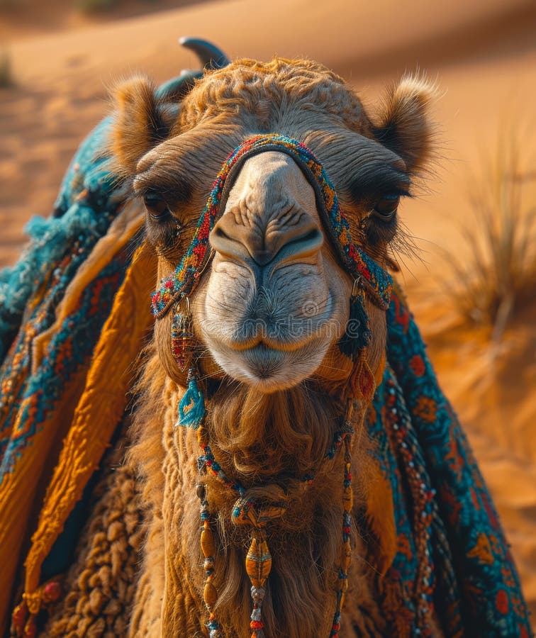 Camel Sitting in the Desert Sand. an Image of a Camel Standing in the ...