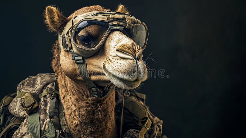 Camel Soldier. Surreal, Wearing Goggles and Tactical Vest Stock ...