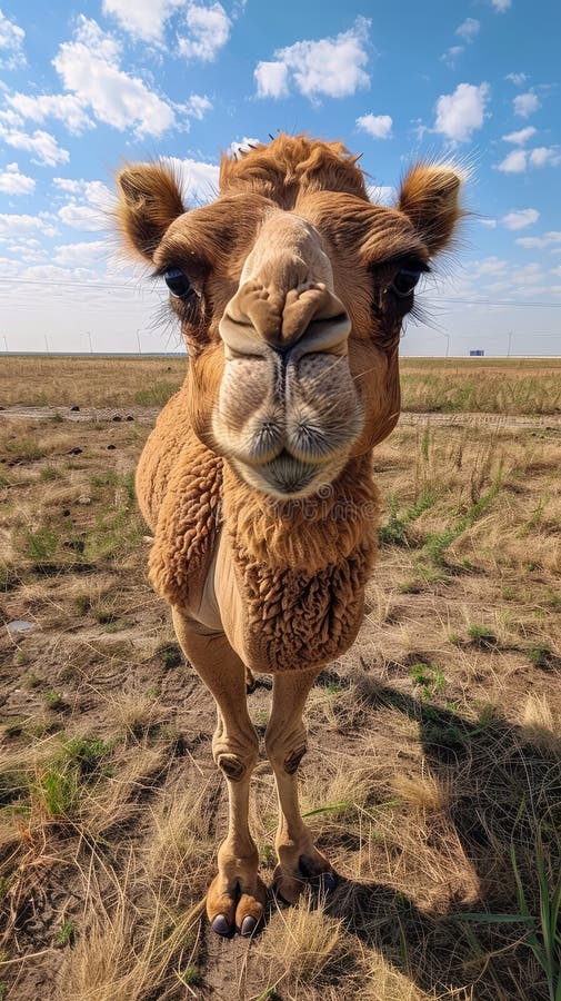 Camel Standing in a Grass Field Representing Nature and Wilderness in ...