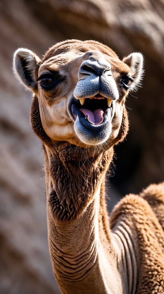Camel Tilting Its Head Back, Showcasing Its Unique Expressions in a ...