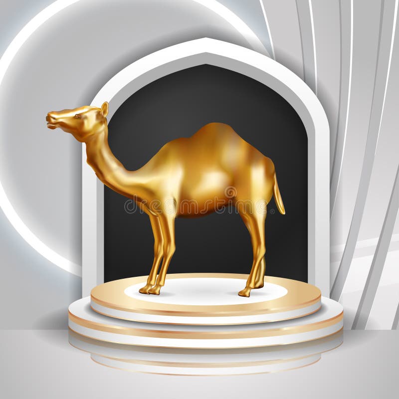 Camel Vector Illustration Metal Gold Color Stock Vector - Illustration ...