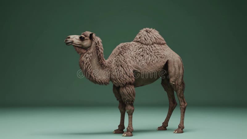 Camel Walks Gracefully Across Solid Background Displaying Unique Gait ...
