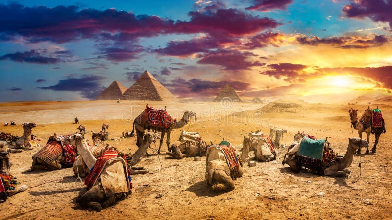 Desert and Pyramids stock image. Image of famous, attraction - 148048813