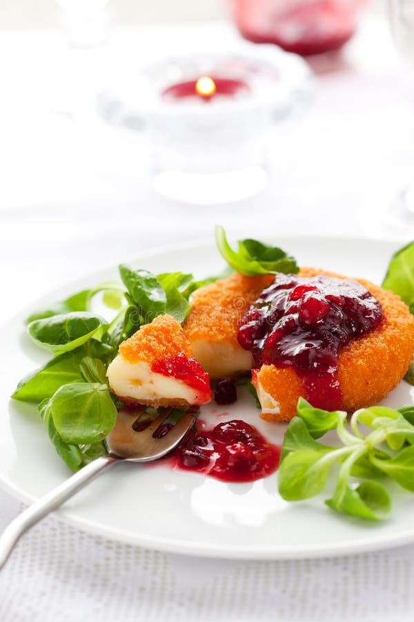 Camembert with Cranberry Sauce Stock Photo - Image of cowberry, food ...