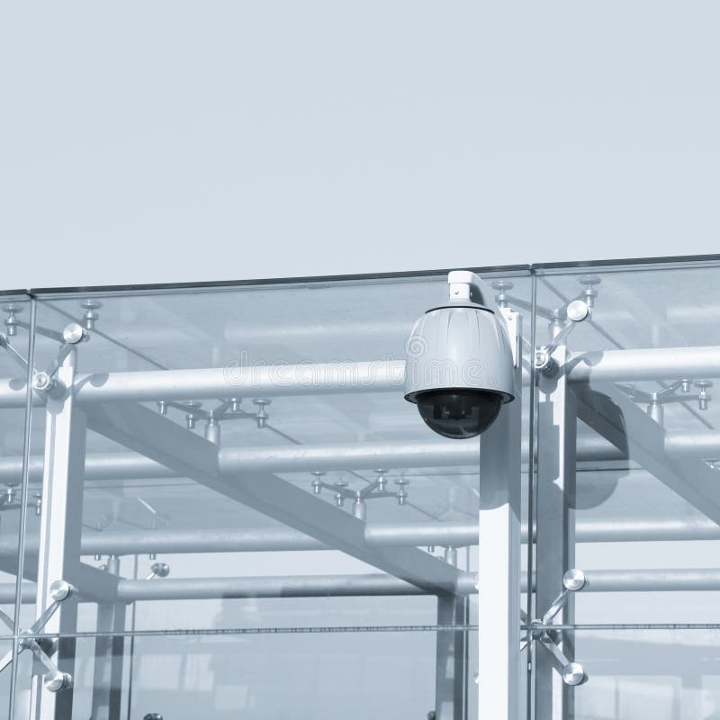 Security Cameras on Building Roof Stock Photo - Image of follow, camera ...