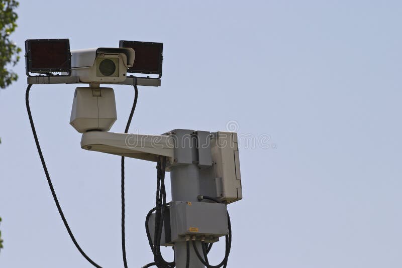 A Video Surveillance Camera in a Park Stock Photo - Image of system ...