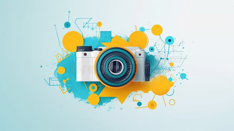Camera on Abstract Watercolor Background Stock Illustration ...