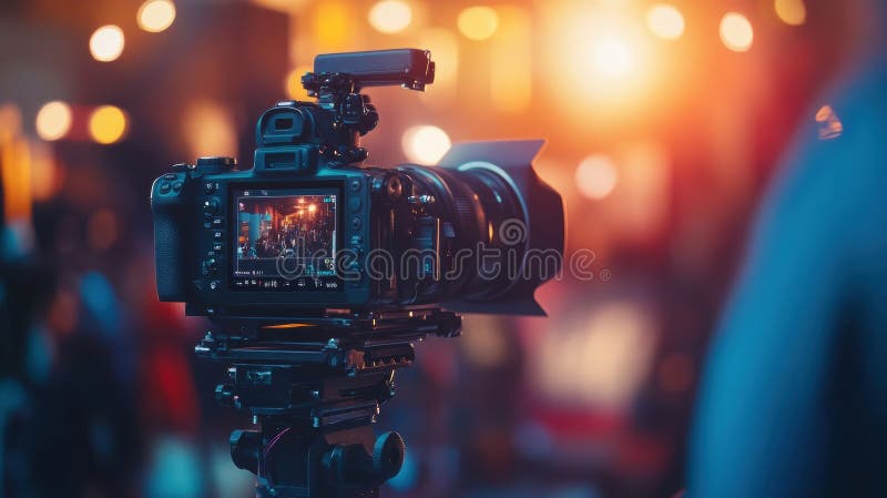 A Camera is Actively Recording an Interview in a Television Studio with ...