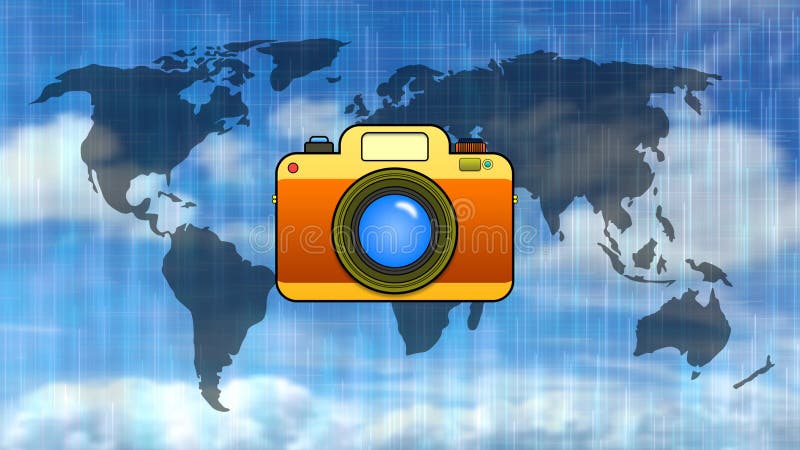 Camera Animation on Digital Moving Rays on Cloud and World Map ...