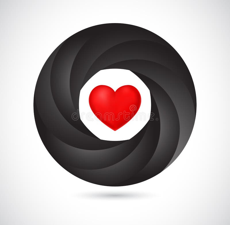 Camera aperture with heart stock vector. Illustration of lens - 200537106
