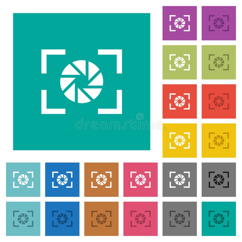 Camera Aperture Setting Square Flat Multi Colored Icons Stock Vector ...