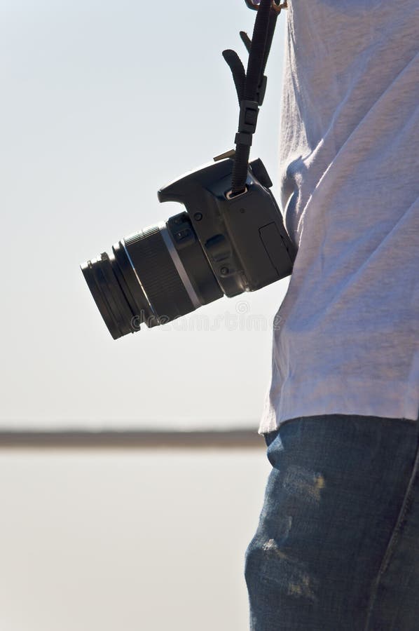 Camera around neck stock image. Image of black, dark - 16481237