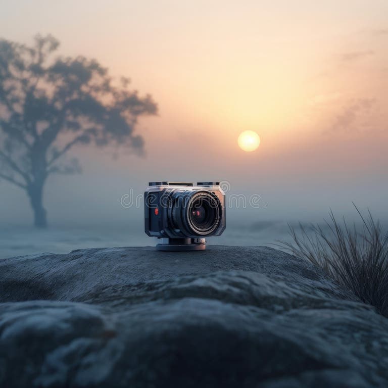 Camera on the Background of Mountains Stock Image - Image of rock ...