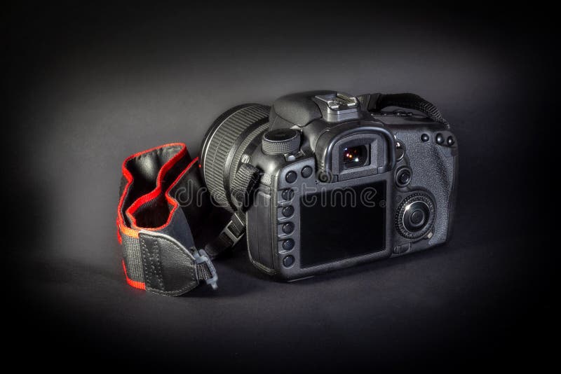 The Camera on a Black Background Stock Photo - Image of professional ...