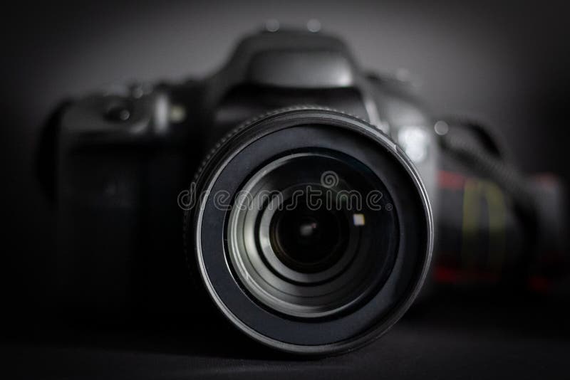The Camera on a Black Background Stock Photo - Image of professional ...