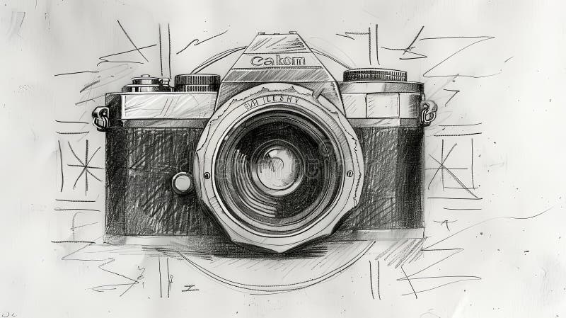 A Camera with a Black-and-white Filter Stock Image - Image of drawing ...