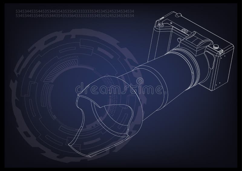 Camera on blue stock vector. Illustration of full, creative - 114302315