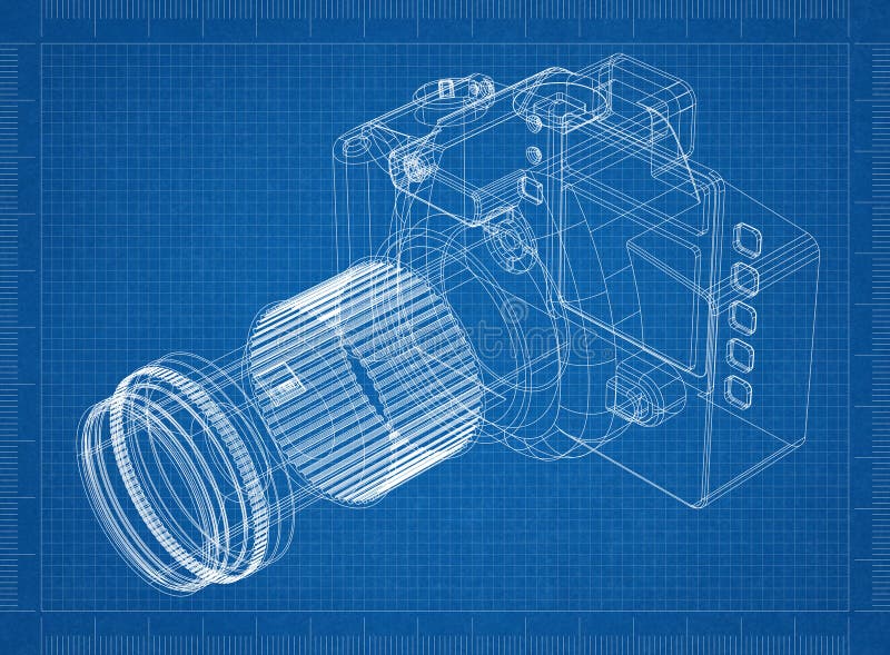 Digital Camera Architect Blueprint - Isolated Stock Illustration ...