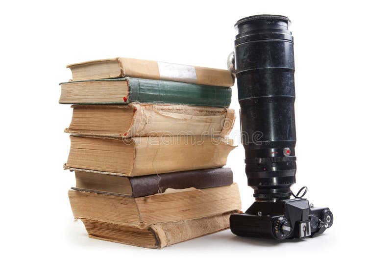 Camera and books stock image. Image of antique, prose - 38763425
