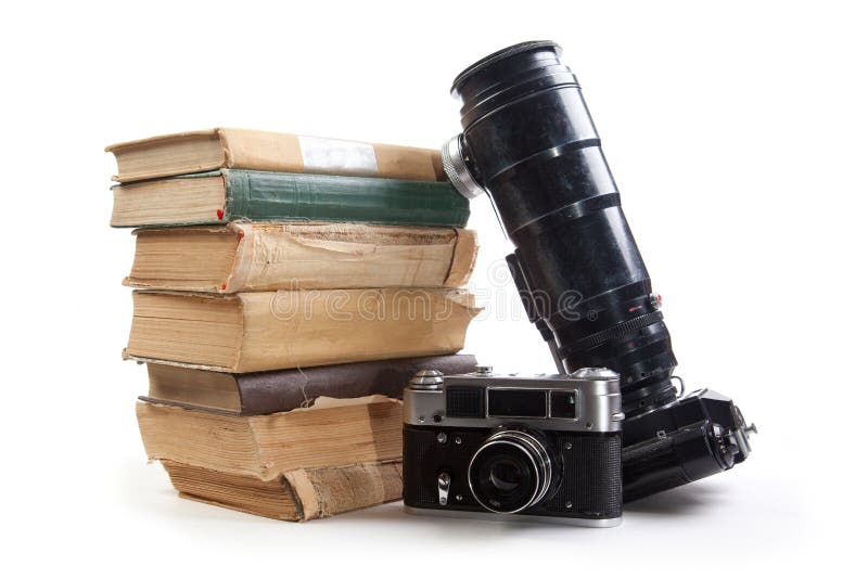 Camera and books stock image. Image of antique, prose - 38763425